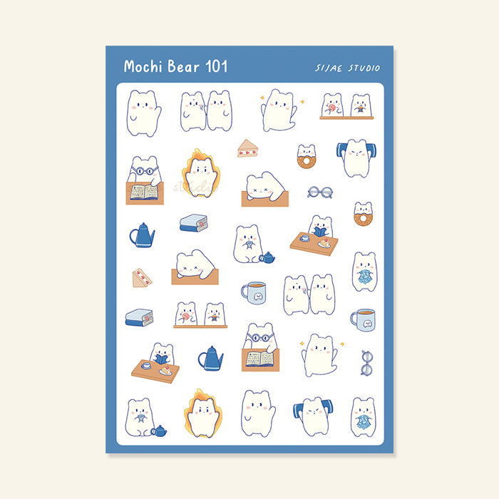 Mochi Bear 101 Clear Sticker Sheet – Sijae Studio